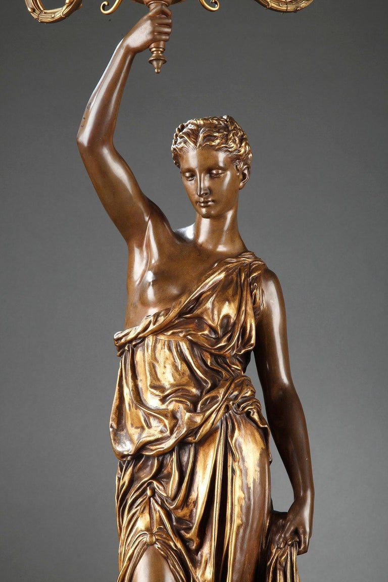 Elegant Pair of Bronze Torcheres by F. Barbedienne, P. Dubois and A ...