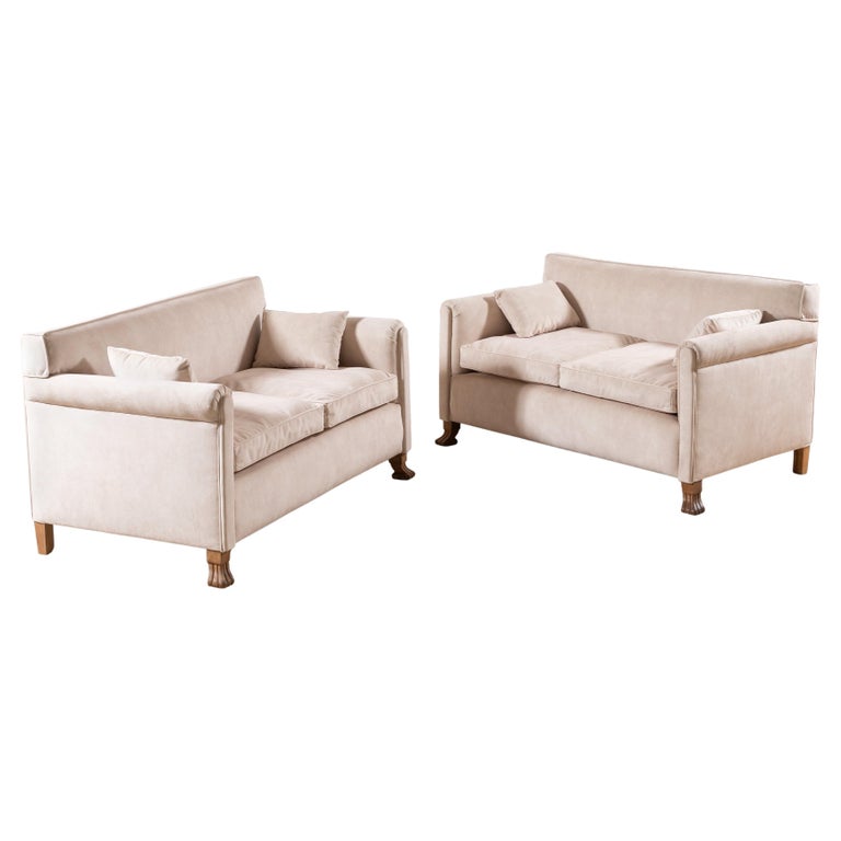 Elegant Pair of French Art Deco Two-seat Sofas, 1935, New Upholstery ...