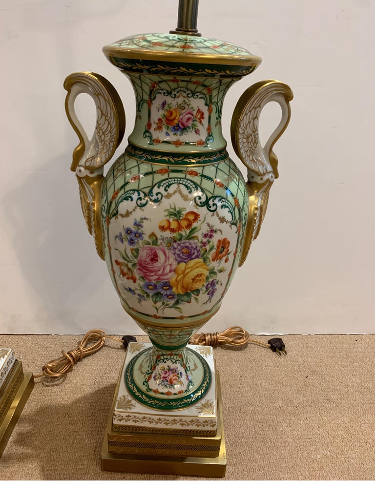Elegant Pair of French Hand Painted Porcelain Lamps For Sale at 1stDibs ...