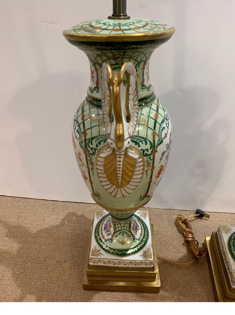 Elegant Pair of French Hand Painted Porcelain Lamps For Sale at 1stDibs ...