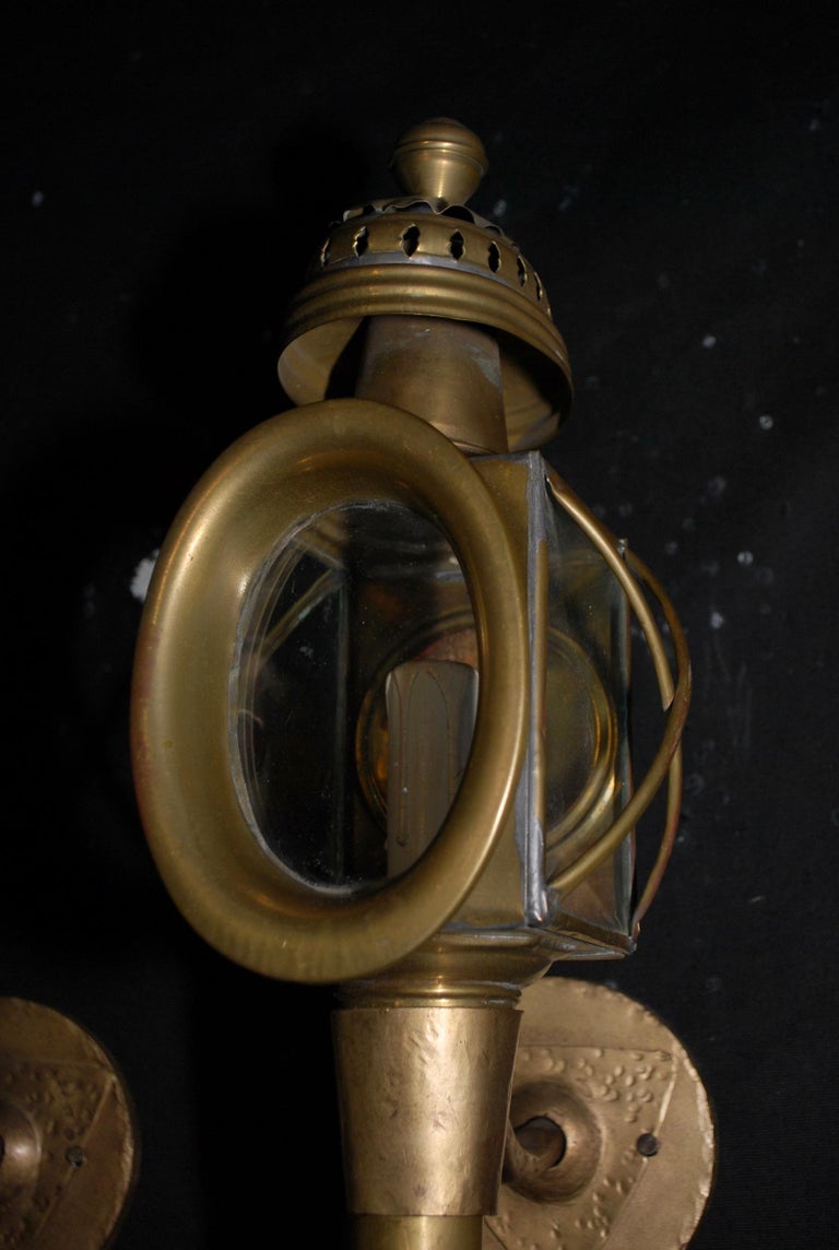 Elegant Pair of French Turn of the Century Coach Lamps Sconces at 1stDibs