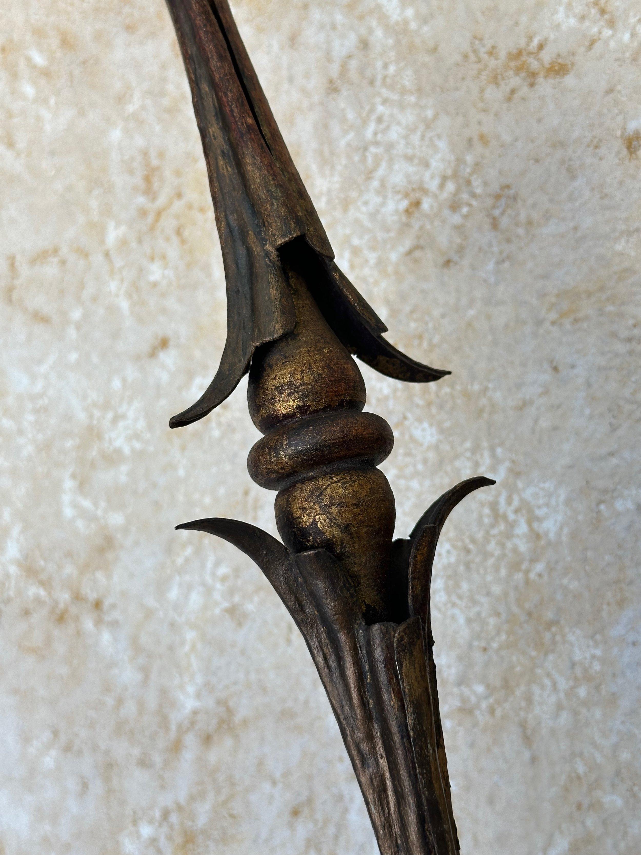 Elegant Pair of Large Three-Arm Spanish Sconces For Sale at 1stDibs