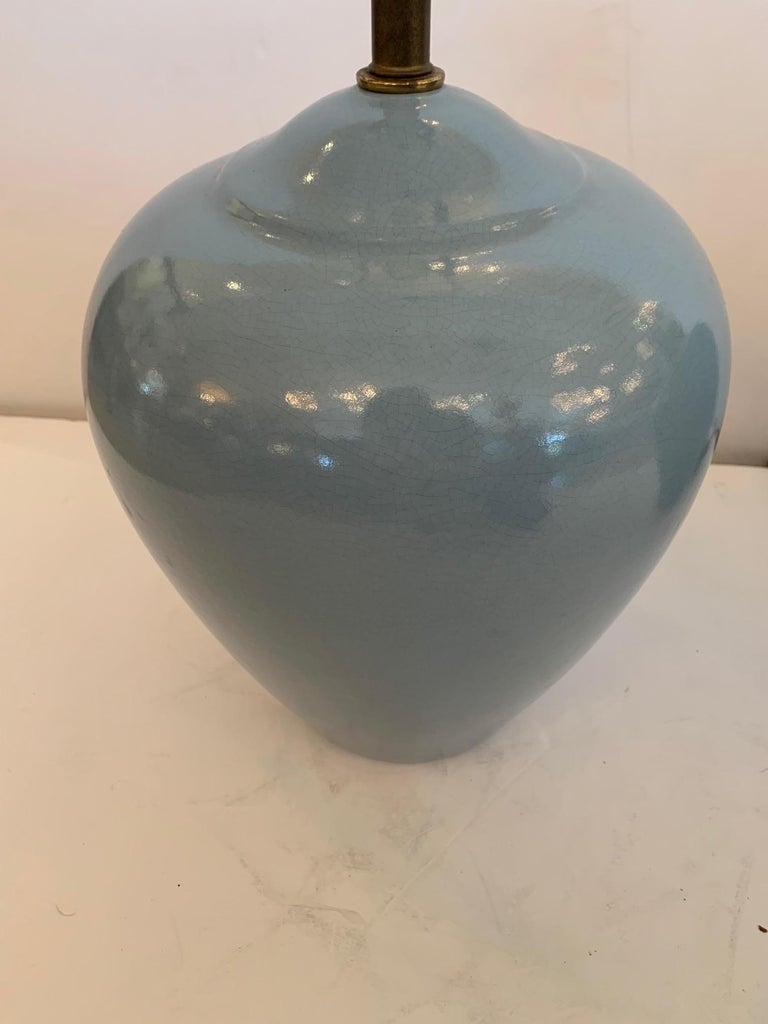 Elegant Pair of Mid-Century Modern Grey Blue Pottery Table Lamps For ...