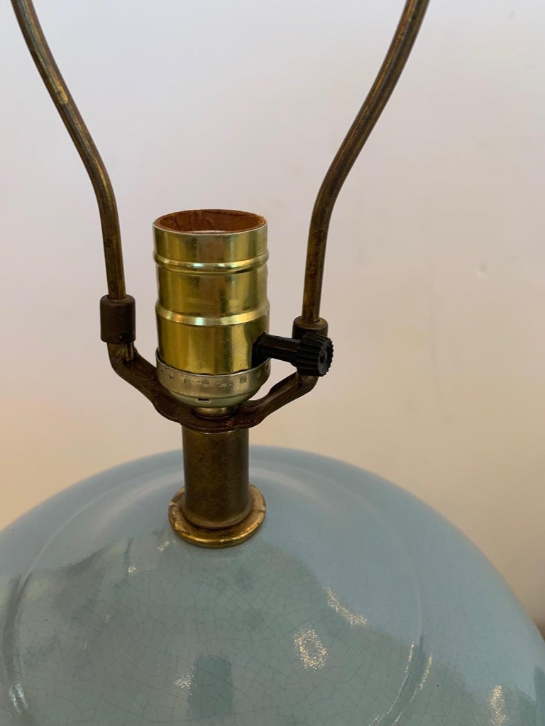Elegant Pair of Mid-Century Modern Grey Blue Pottery Table Lamps For ...