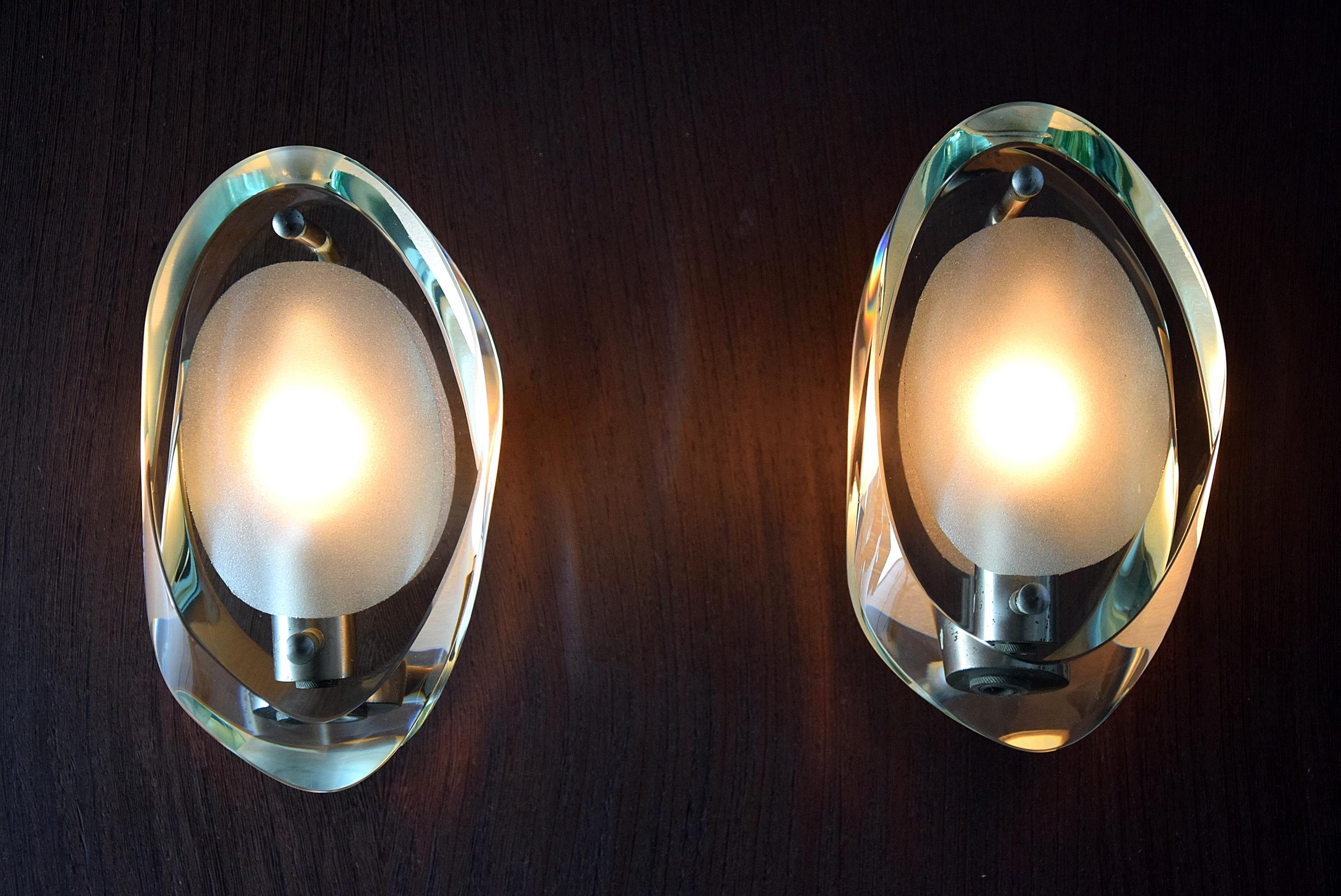 Elegant Pair of Sconces by Max Ingrand for Fontana Arte at 1stDibs