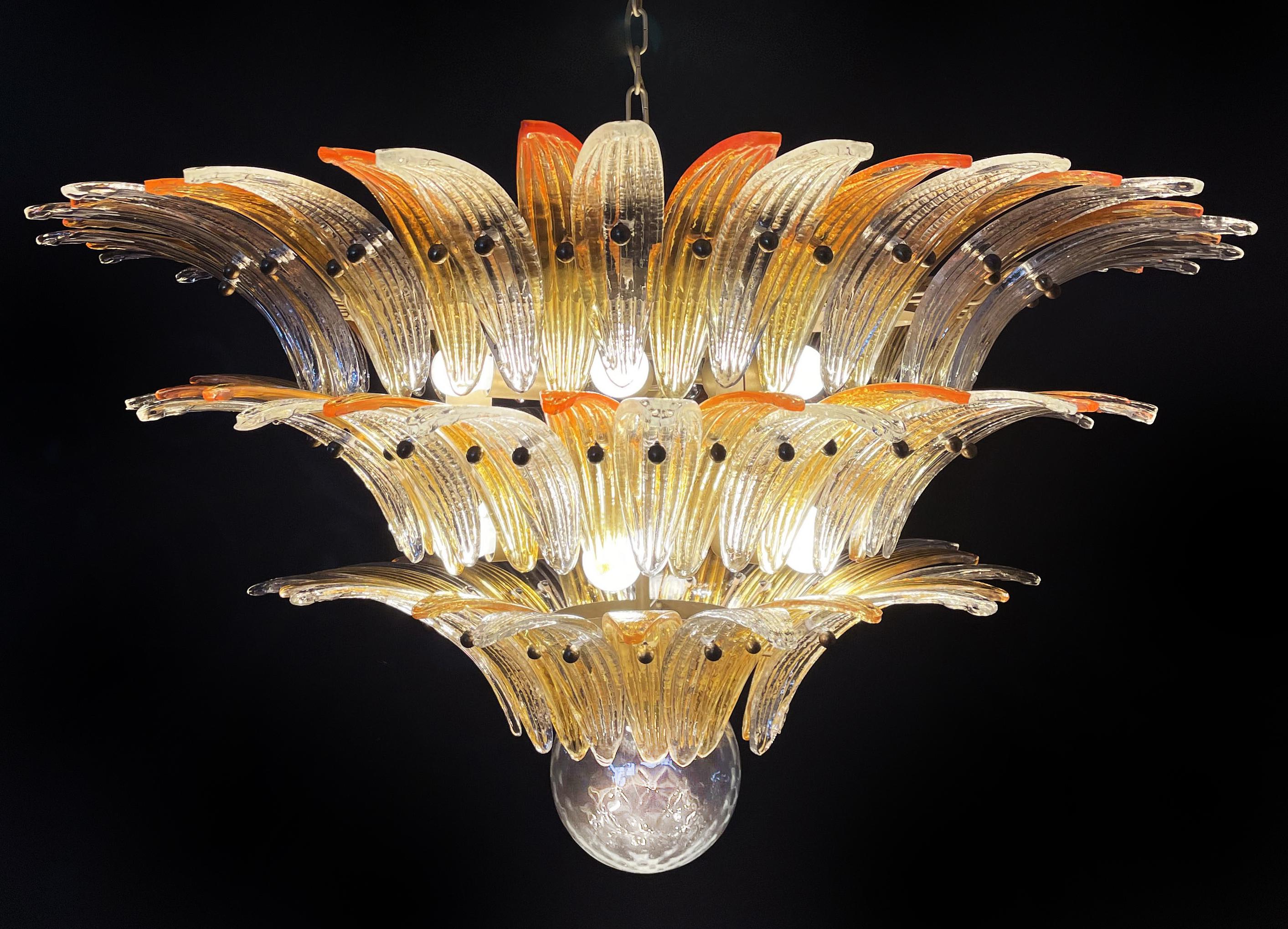 Elegant Palmette Ceiling Light - Three Levels, 104 Clear and Amber ...