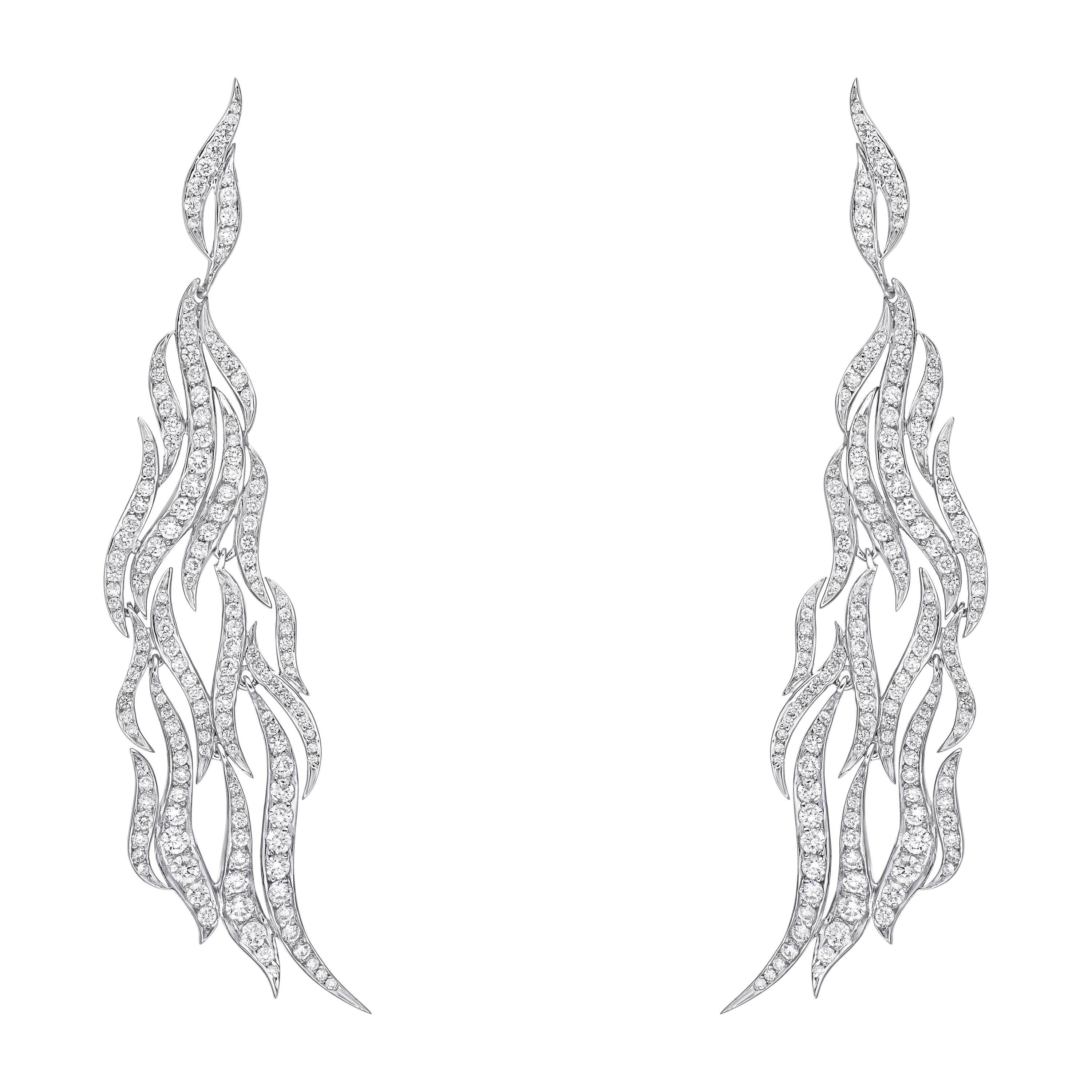 Diamond Crusted Feather Earrings For Sale at 1stDibs