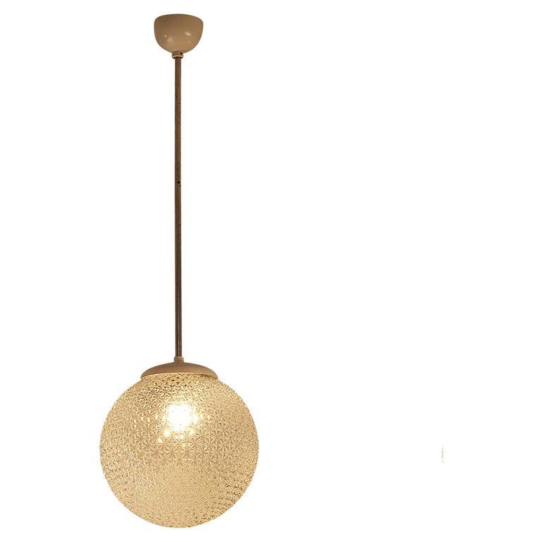 Elegant Pendant Lamp in Structured Glass For Sale at 1stDibs