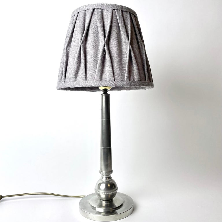 Elegant Pewter Lamp in Art Deco, C.G Hallberg Stockholm, Year 1930 For ...
