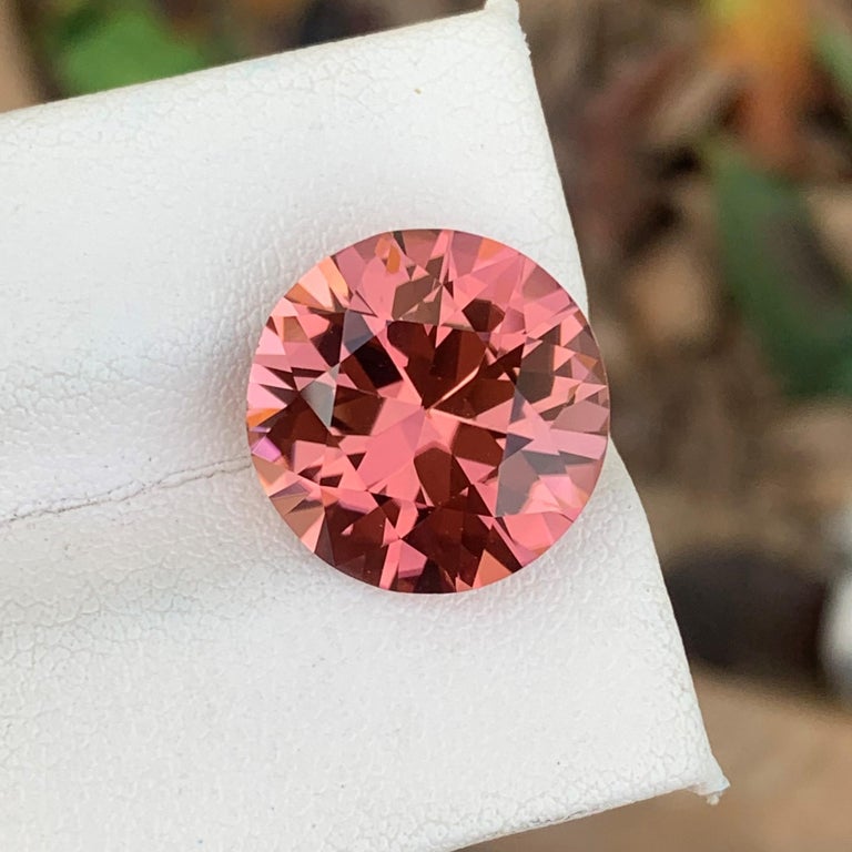 Elegant Pink Tourmaline Ring Gem 9.90 Carat Round Precision Cut Loose ...
