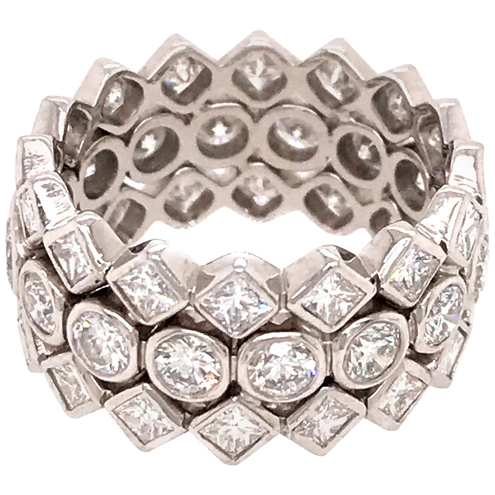 Important 1950s Platinum Diamond Wide Eternity Wedding Band Ring at 1stDibs