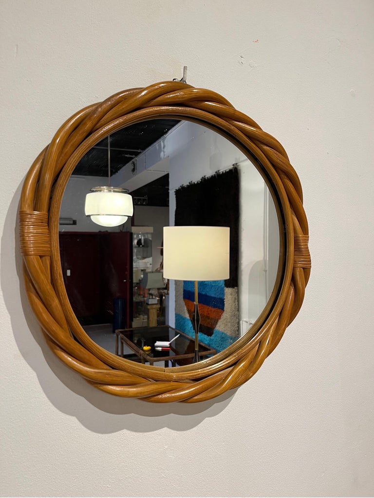 Elegant Rattan Mirror, Italy, 1960s For Sale at 1stDibs