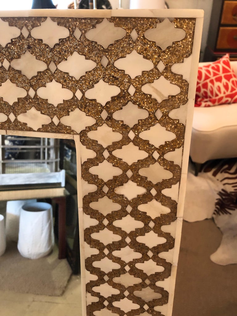 Elegant Rectangular Tessellated Stone Mirror with Glistening Inlay For ...