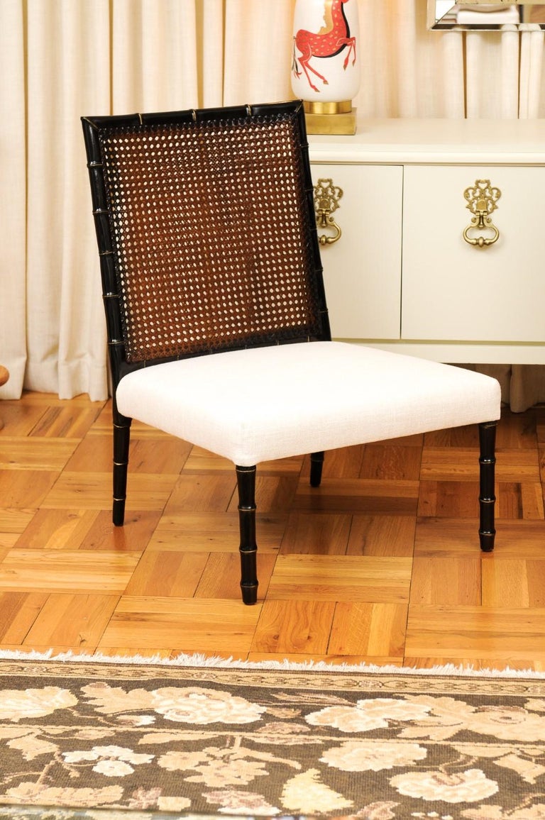 Elegant Restored Set of 4 Double-Sided Cane Backer Slipper Loungers For ...