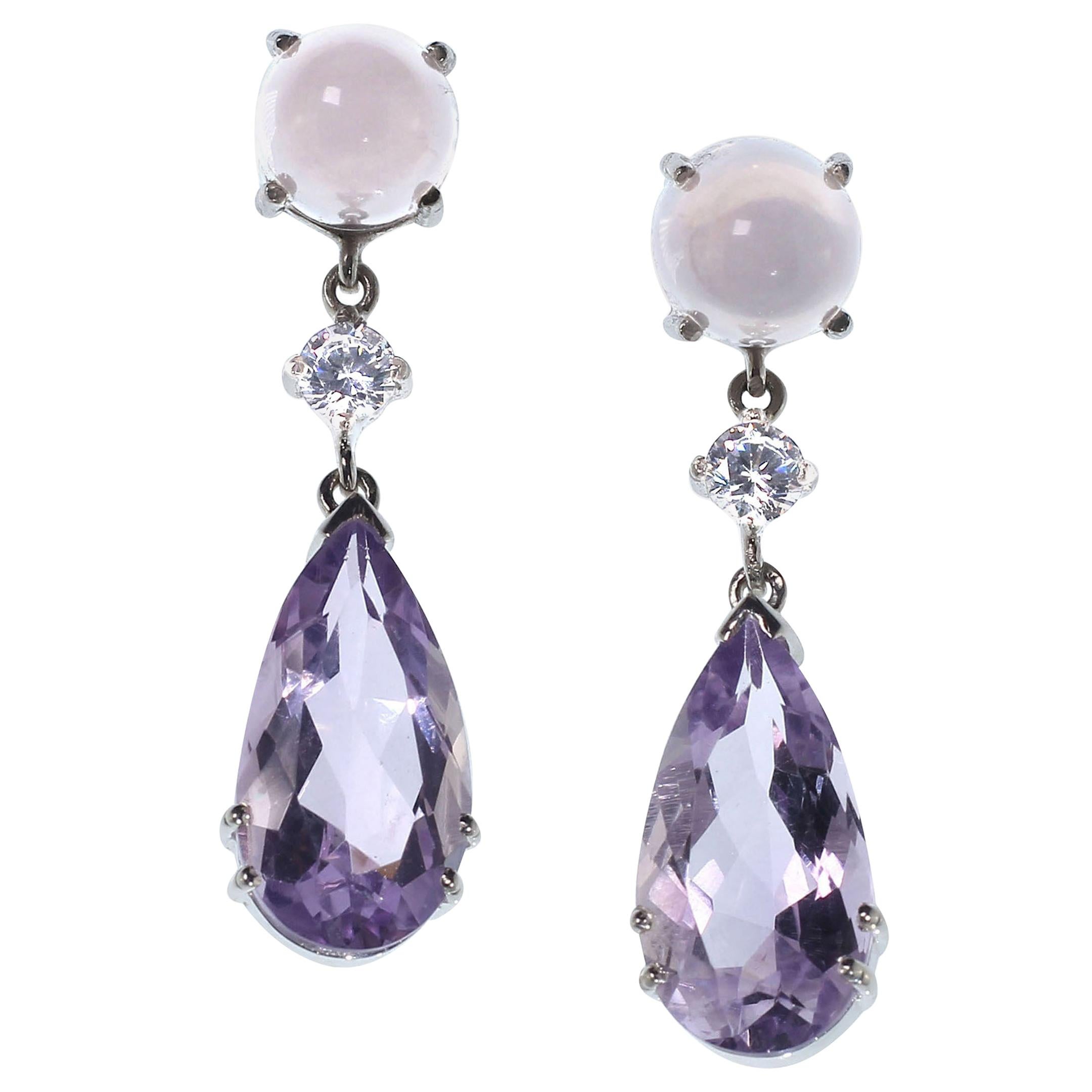 Daria de Koning Amethyst, Opalescent Quartz, Aquaprase Earrings at 1stDibs