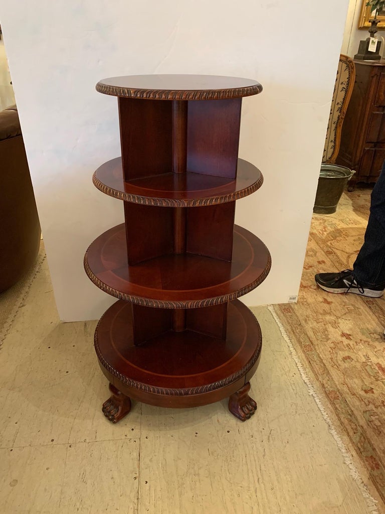 Vintage Round Revolving 4 Tier Mahogany Bookshelf For Sale at 1stDibs ...