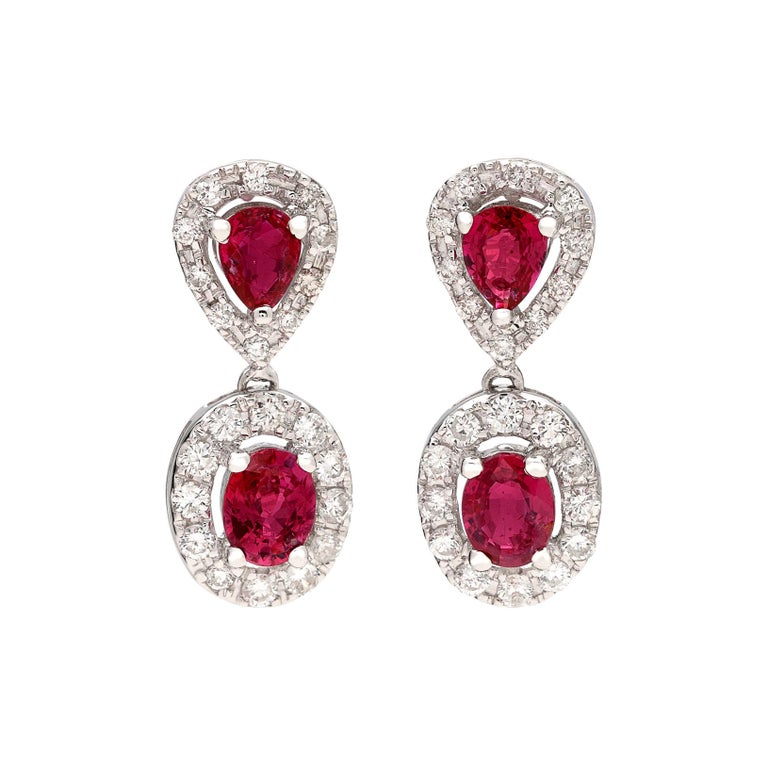 Elegant Ruby and Diamond Drop Earrings at 1stDibs