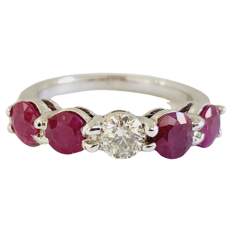 Elegant Ruby Diamond Ring 14 Karat White Gold For Sale at 1stDibs