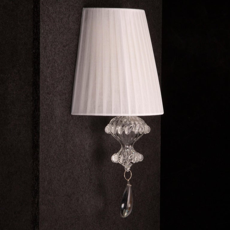 Elegant Sconce 1 Arm transparent Murano Glass Montecristo by Multiforme ...
