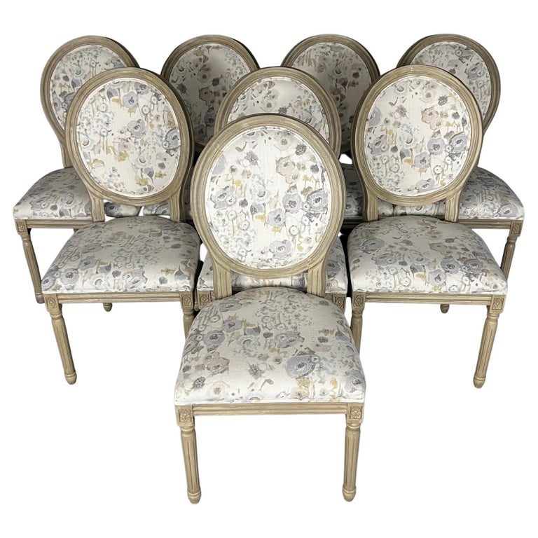 Elegant Set of Eight Louis XVI Style Oval Cameo Back Dining Chairs For ...