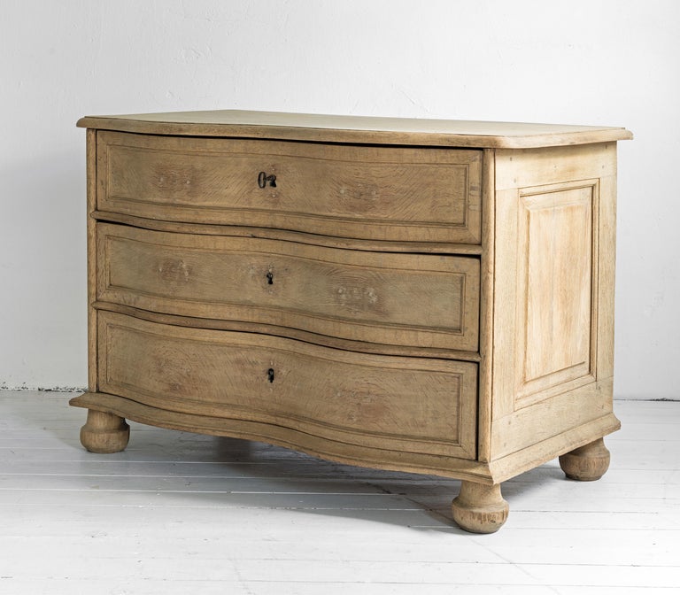 Elegant Simple Northern 18th Century Baroque Commode Galbée in Bleached ...