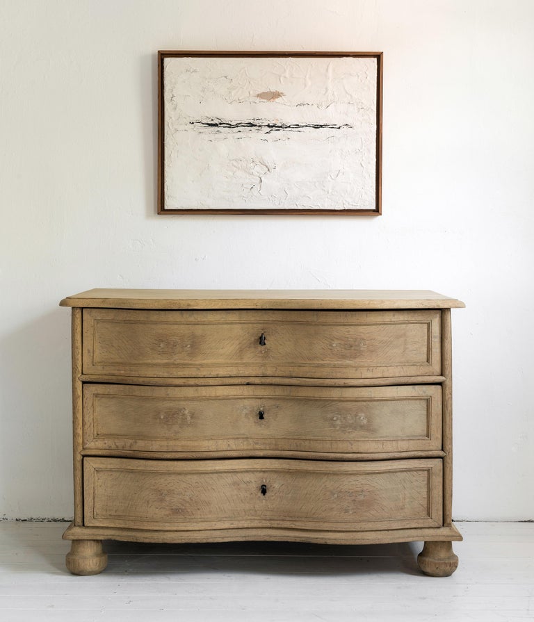 Elegant Simple Northern 18th Century Baroque Commode Galbée in Bleached ...