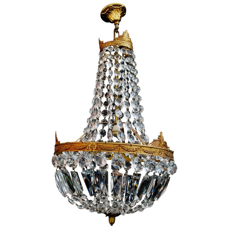 Elegant Small 1940's Italian Crystal Light at 1stDibs