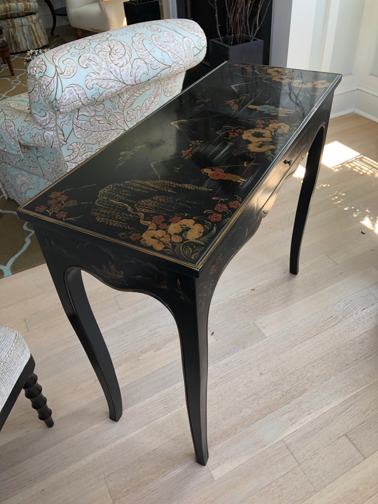 Elegant Small Chinoiserie Style Console Table with Single Drawer For ...