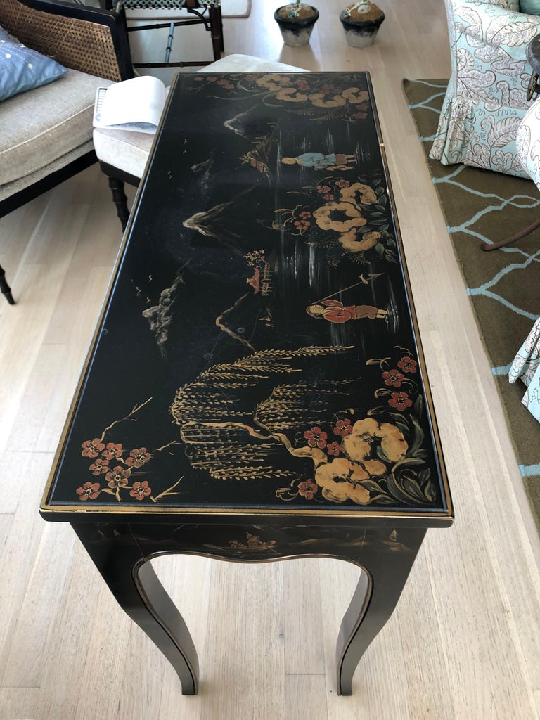 Elegant Small Chinoiserie Style Console Table with Single Drawer For ...