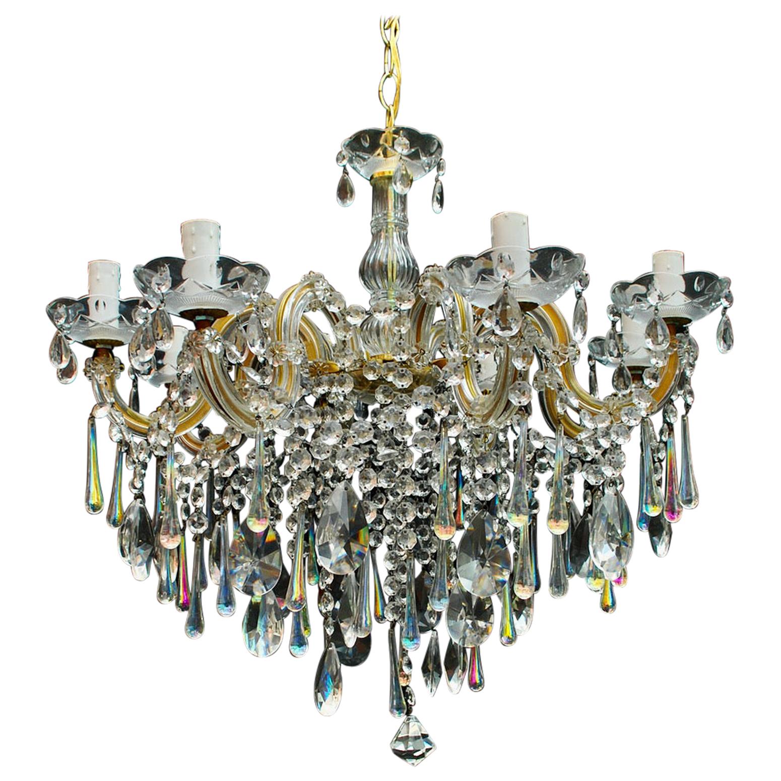 Vintage Six-Branch Crystal Chandelier at 1stDibs