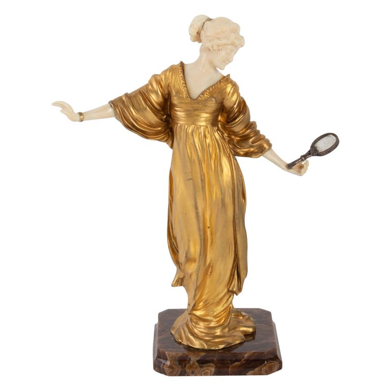 Elegant Statue with Mirror at 1stDibs