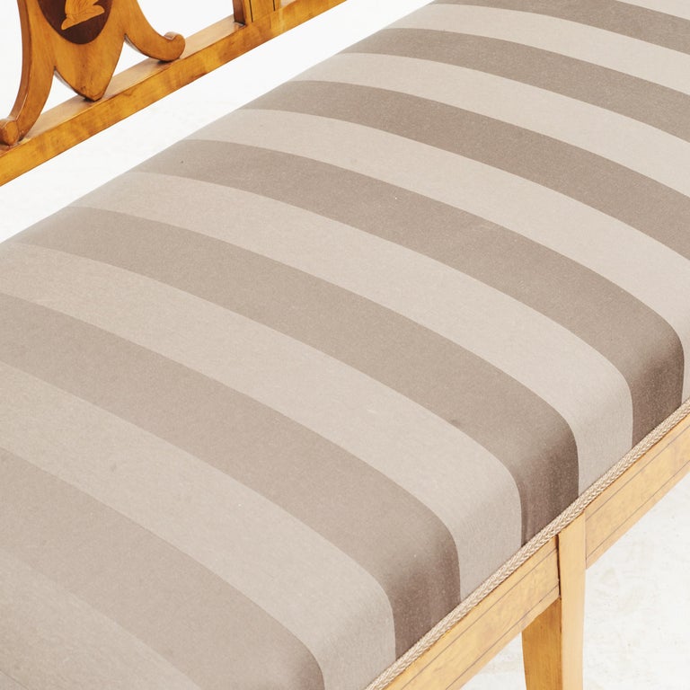 Elegant Swedish Empire Bench Birch with Inlays For Sale at 1stDibs