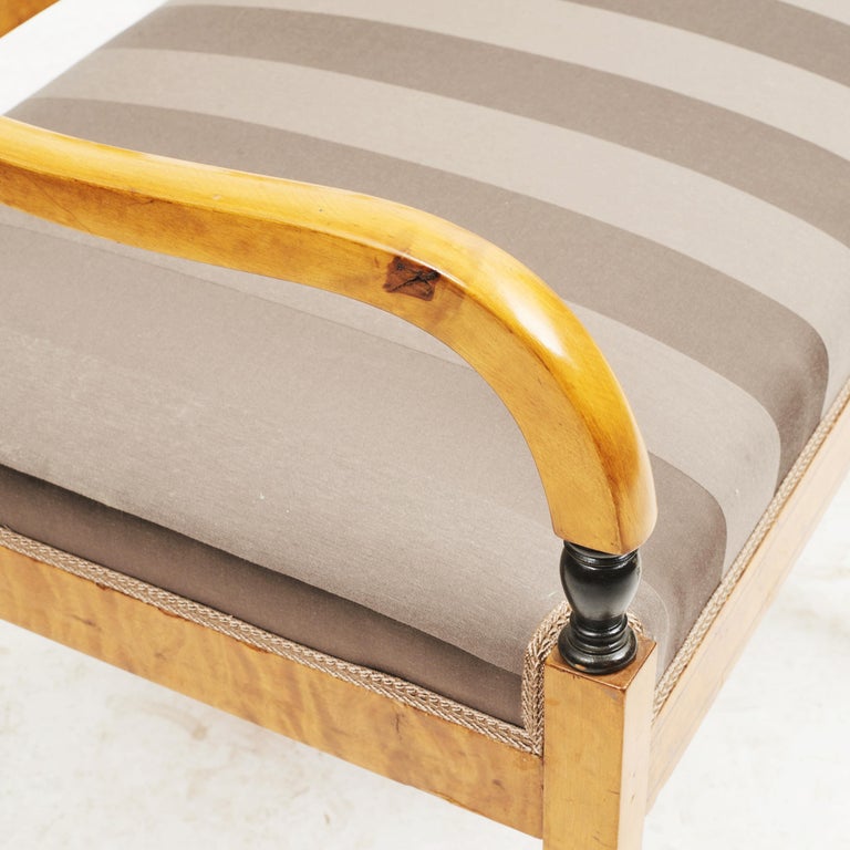 Elegant Swedish Empire Bench Birch with Inlays For Sale at 1stDibs