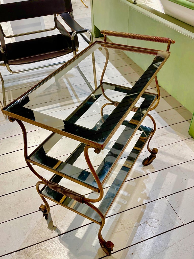 Elegant Three-Tiers Gilt Wrought Iron Trolley, France, 1950 For Sale at ...