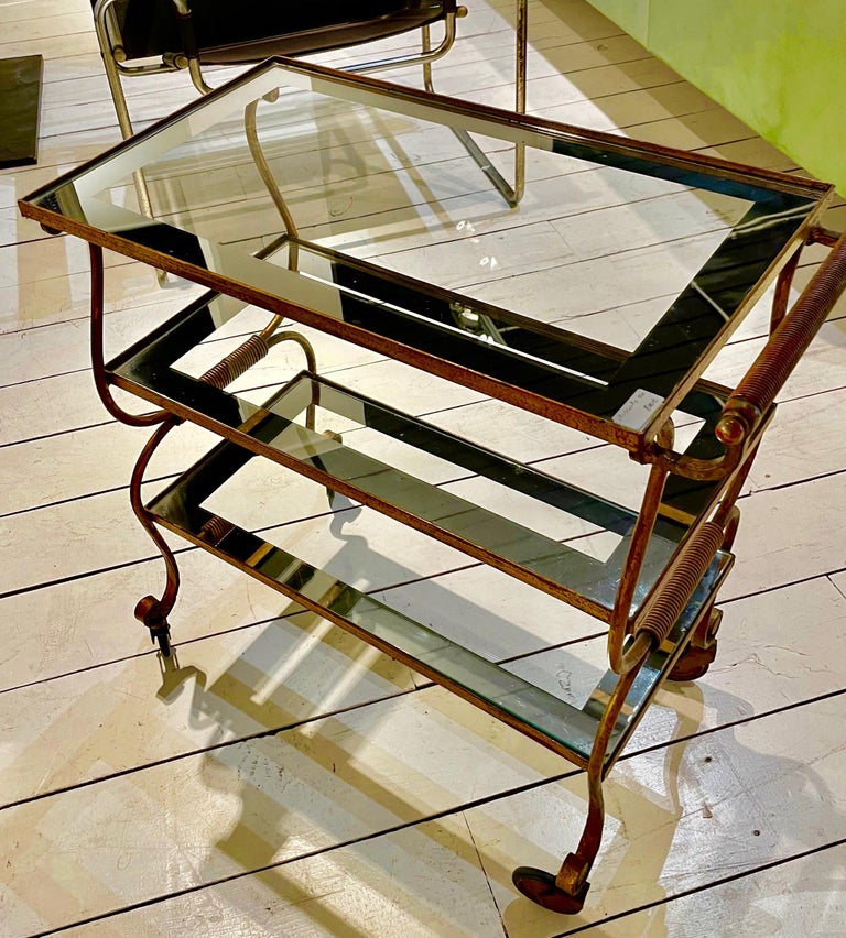 Elegant Three-Tiers Gilt Wrought Iron Trolley, France, 1950 For Sale at ...