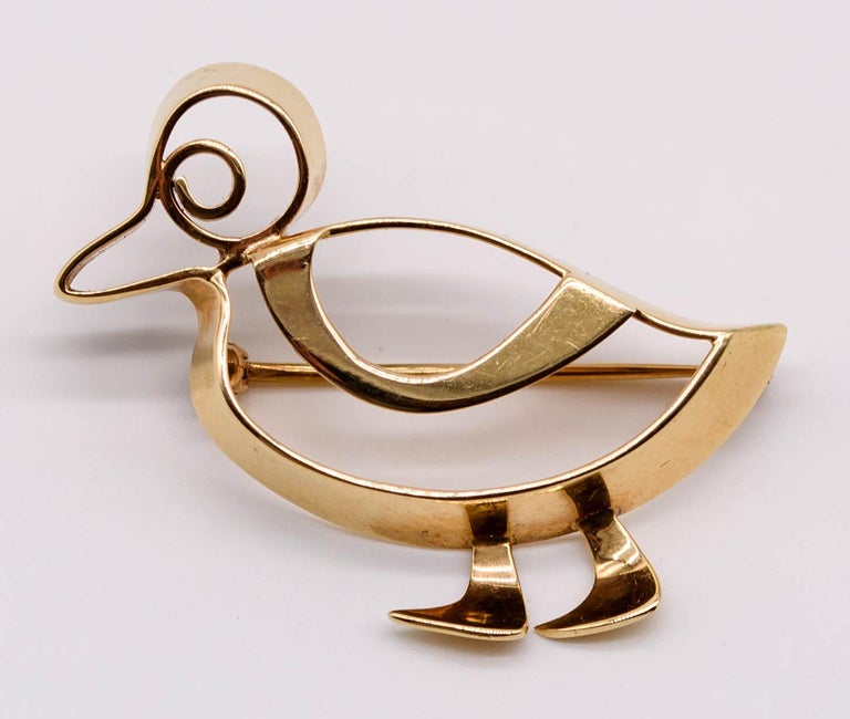 Elegant Tiffany Gold Duck Pin For Sale at 1stDibs