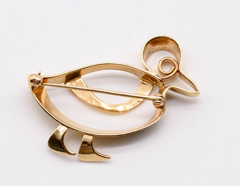 Elegant Tiffany Gold Duck Pin For Sale at 1stDibs