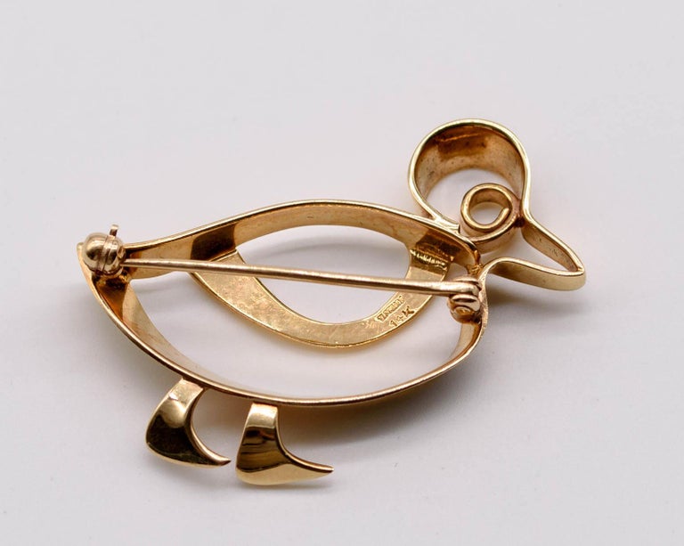 Elegant Tiffany Gold Duck Pin For Sale at 1stDibs