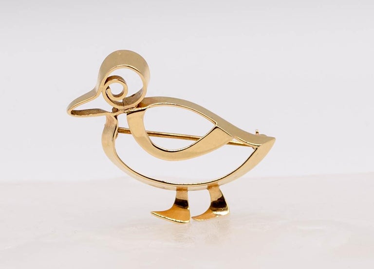 Elegant Tiffany Gold Duck Pin For Sale at 1stDibs