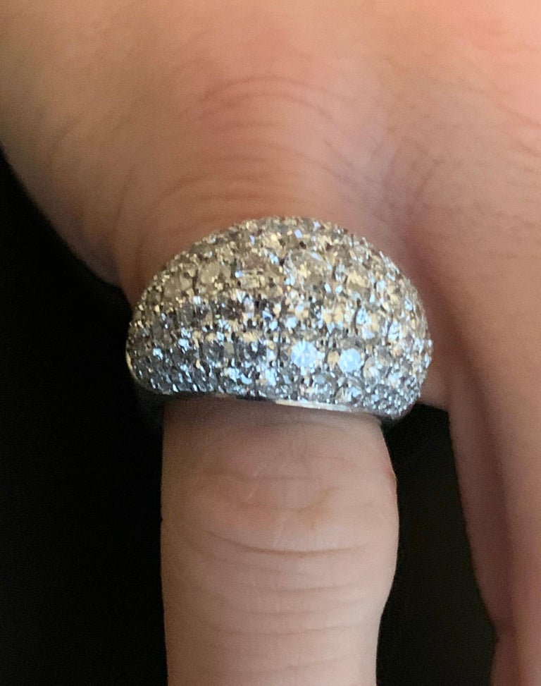 Elegant Timeless Dome Shaped Platinum Diamond Pavé Ring For Sale at 1stDibs