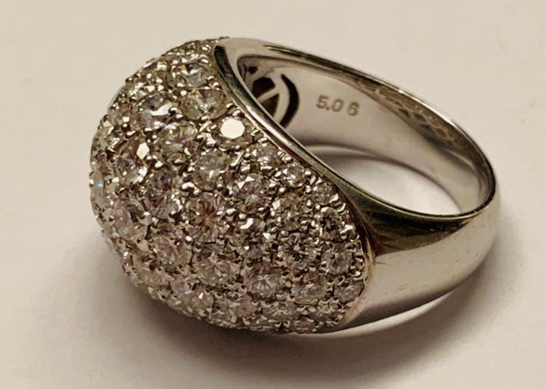 Elegant Timeless Dome Shaped Platinum Diamond Pavé Ring For Sale at 1stDibs