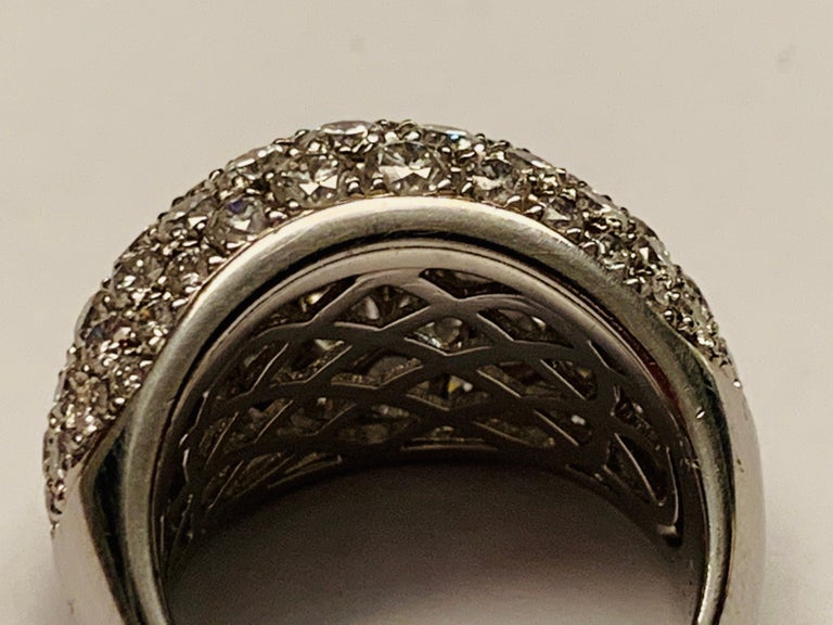 Elegant Timeless Dome Shaped Platinum Diamond Pavé Ring For Sale at 1stDibs