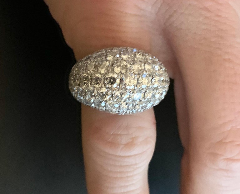 Elegant Timeless Dome Shaped Platinum Diamond Pavé Ring For Sale at 1stDibs