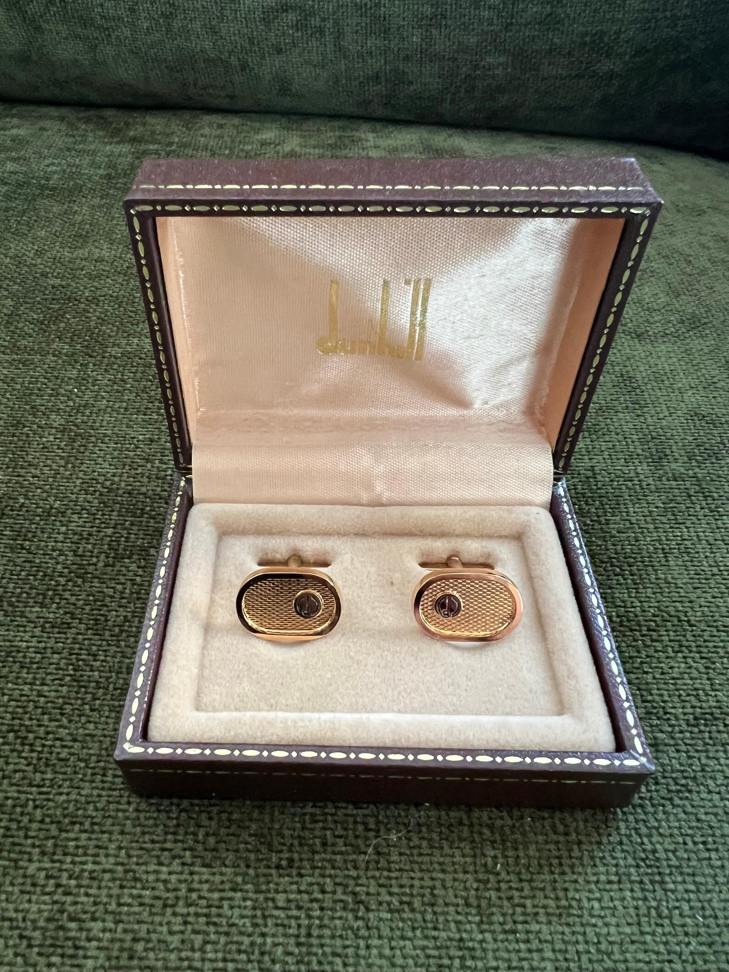 Elegant Vintage Dunhill Cufflinks Gold Plated, Logo Front With Original ...