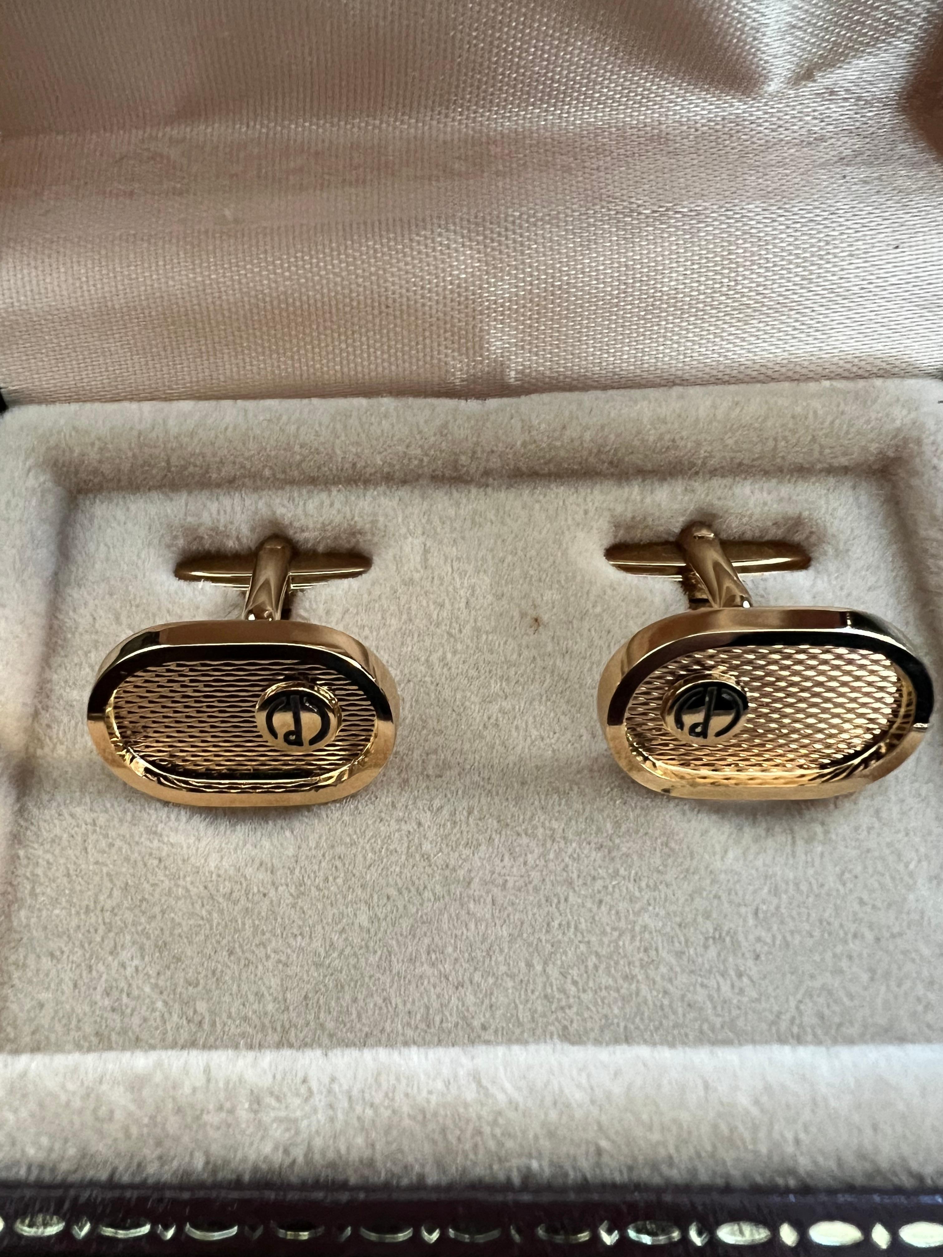 Elegant Vintage Dunhill Cufflinks Gold Plated, Logo Front With Original ...