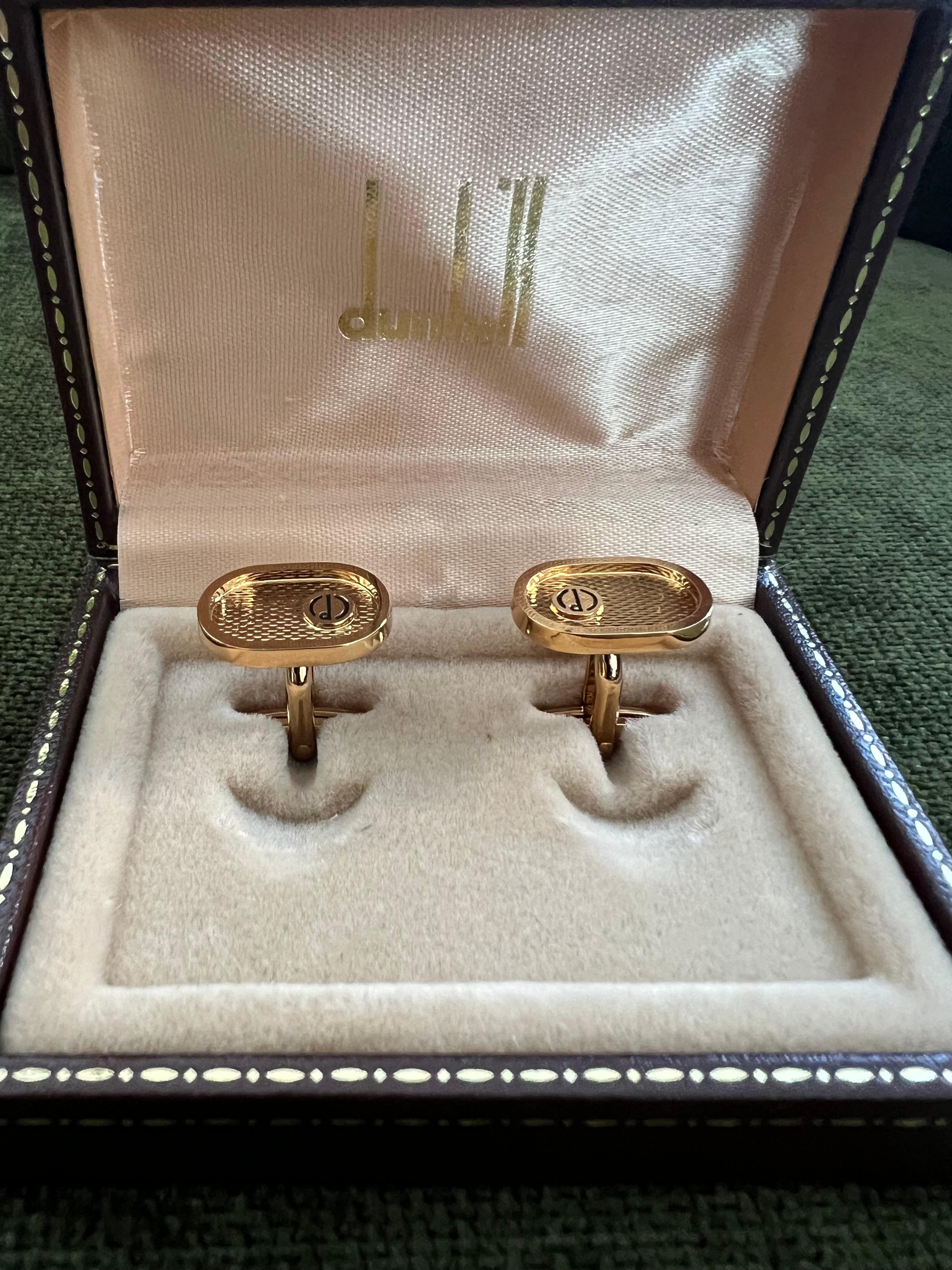 Elegant Vintage Dunhill Cufflinks Gold Plated, Logo Front With Original ...