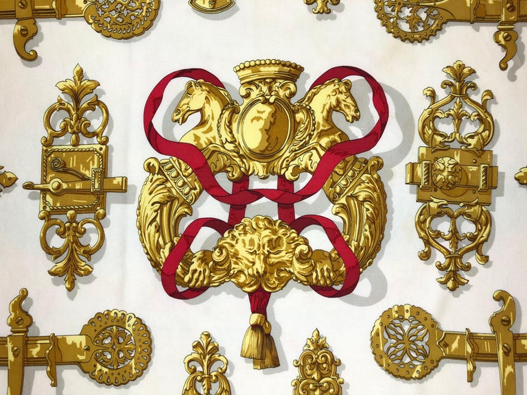 Elegant Vintage Hermes Scarf, Navy Red and Gold by Caty de Savigny For ...