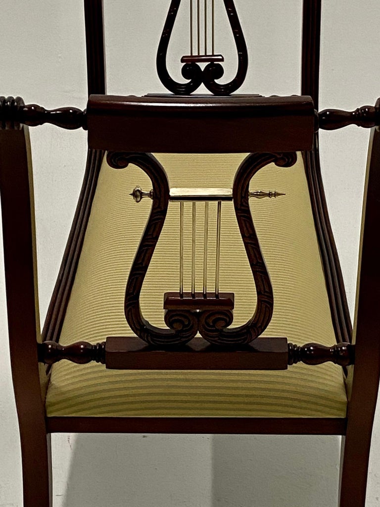 Elegant Vintage Neoclassical Style Carved Mahogany Bench with Lyre ...