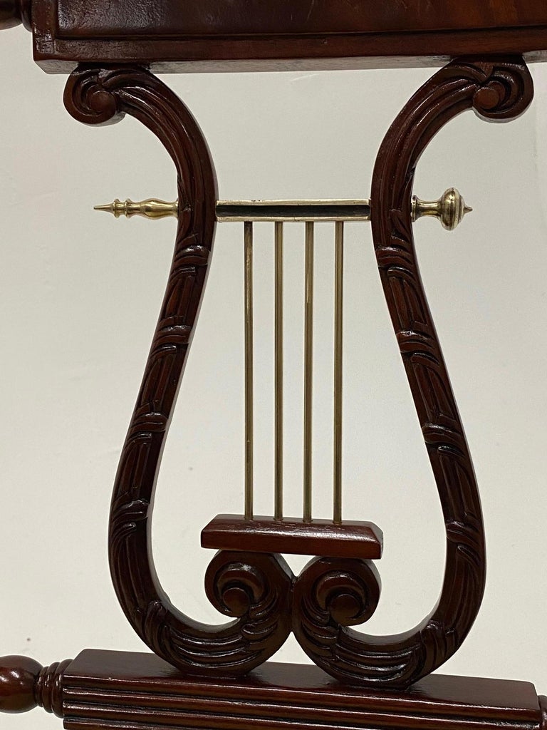 Elegant Vintage Neoclassical Style Carved Mahogany Bench with Lyre ...