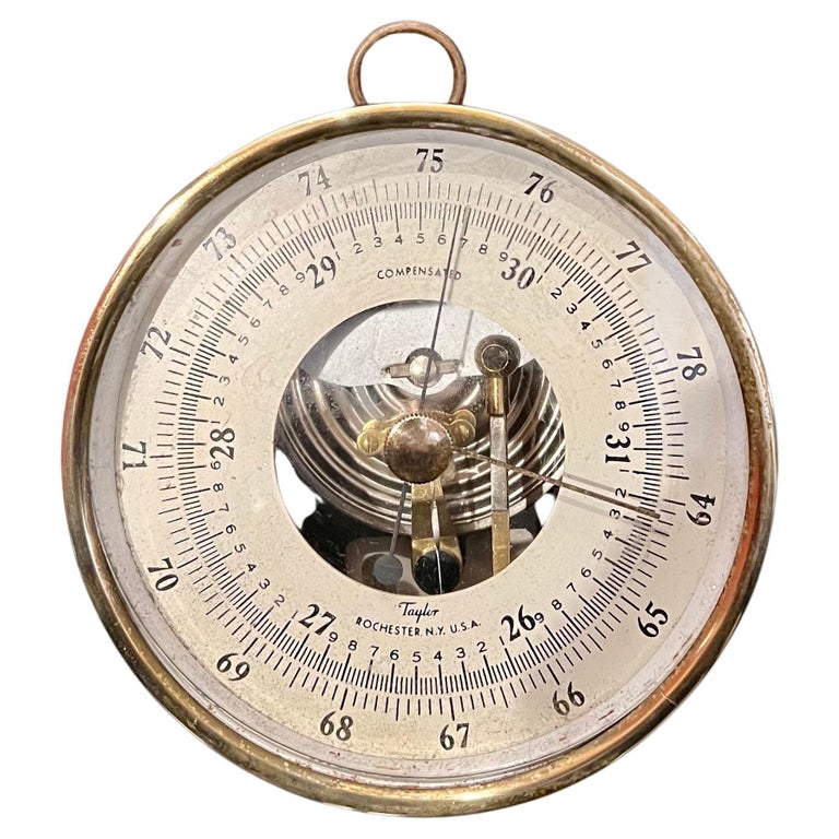 Elegant Wall Barometer in Brass and Glass by Taylor For Sale at 1stDibs